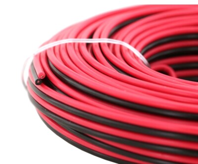 New 50ft Roll 100% Copper 20 AWG Stranded Red/Black 2 Conductor Bonded ...