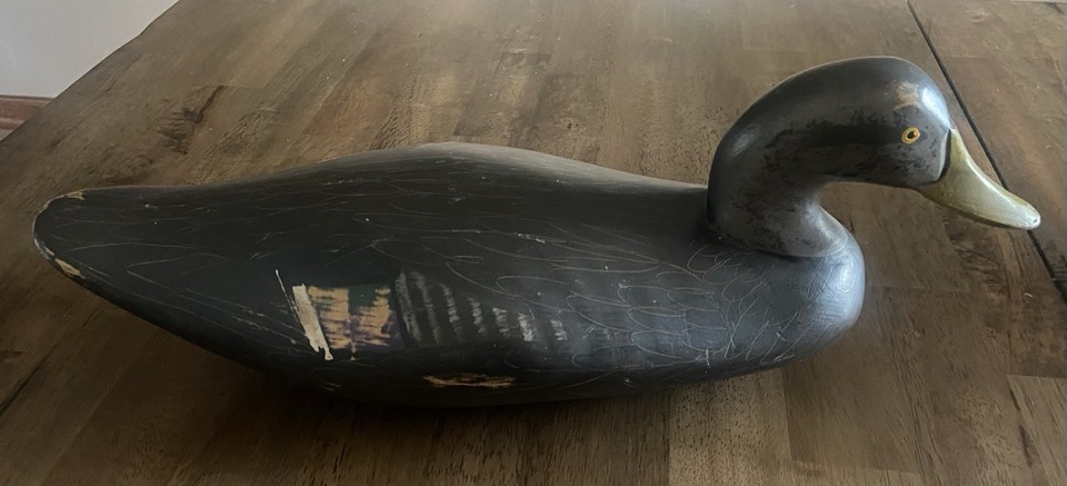 Rare Antique Style Harry Jobes Hand Carved/Signed Black Duck Decoy ...