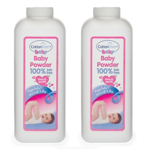 2 x Cotton Tree Baby Body Powder 100% Talc Free Absorbs Moisture Soft ...