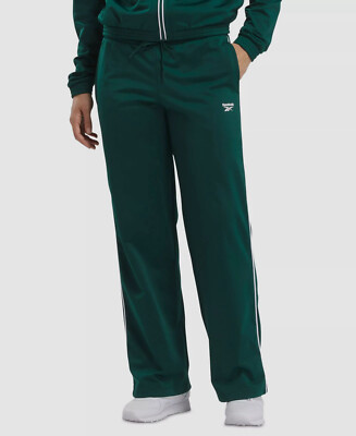 Reebok Women's Green Logo Identity Straight-Leg Tricot Track Pants Size ...