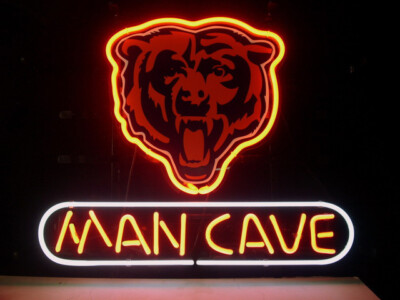 Chicago Bears Man Cave 14"x10" Neon Light Sign Lamp Sports Wall Decor ...