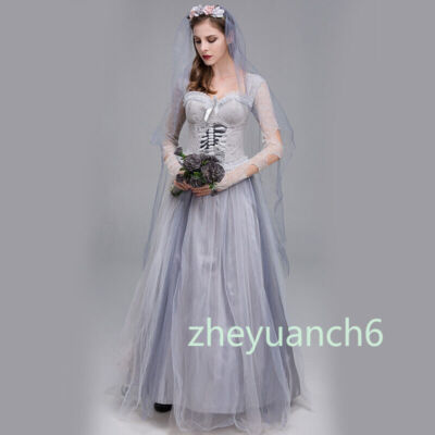 Halloween Cosplay Costume Scary Ghost Bride Dress Ghost Zombie Fancy ...