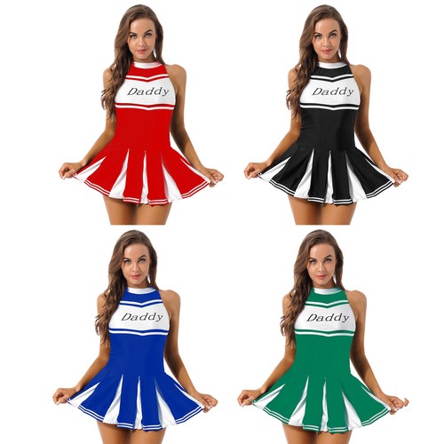 Women's One Piece Pleated Dress School Girls Cheer Leading Show Cosplay ...