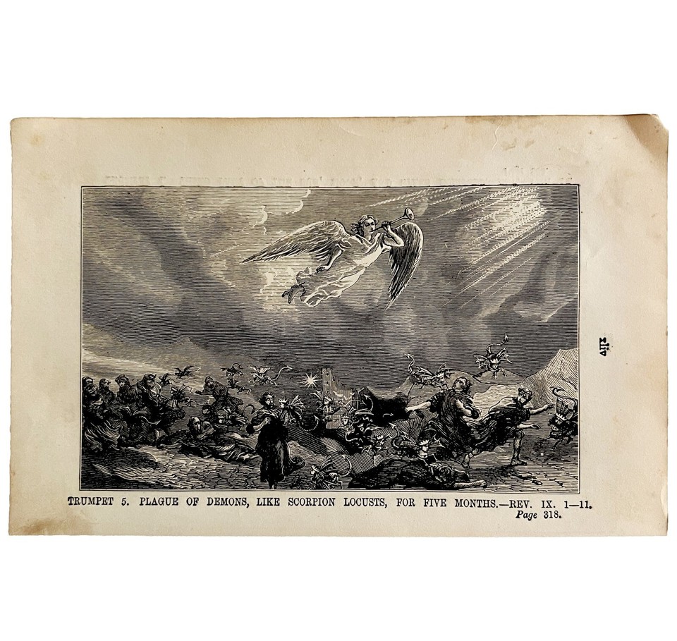 1880 Demon Plague Scorpion Locusts Apocalypse Trumpet Victorian ...