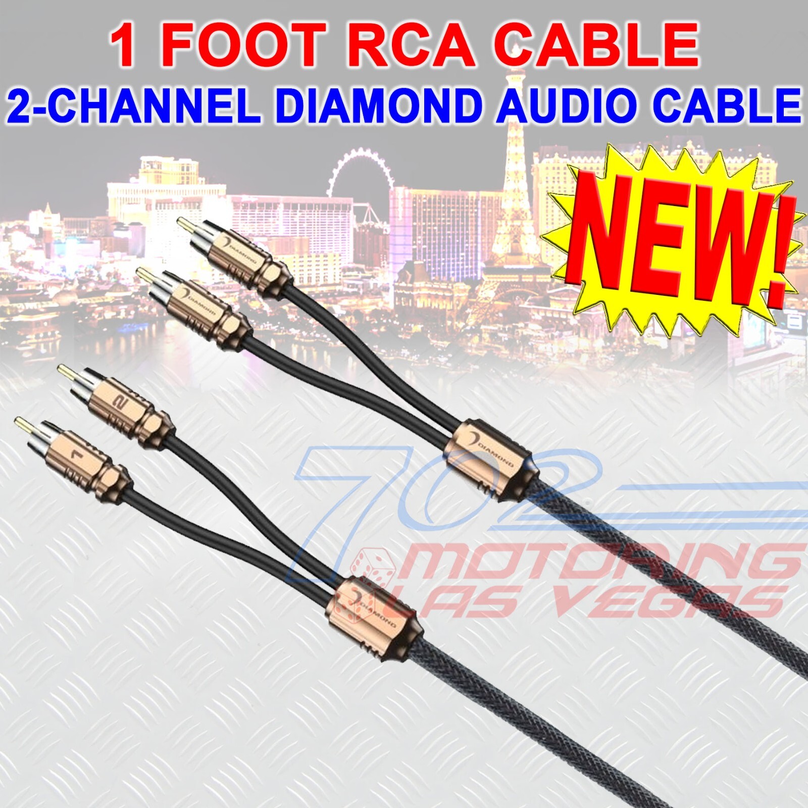 DIAMOND AUDIO HX1 2-CH RCA CABLE 1-FOOT DUAL TWISTED BRASS ENDS FOR ...