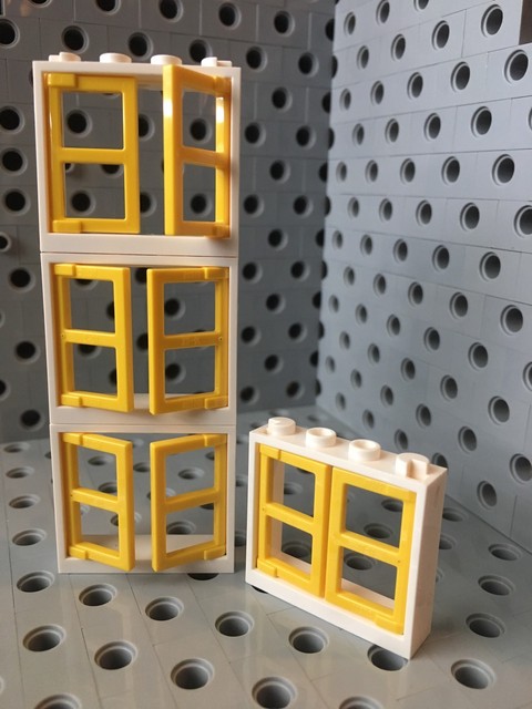 Lego White Windows Frames 1x4x3 With Two Yellow Panels Buildings ...