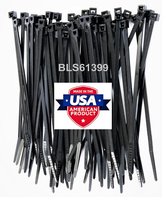 100 USA Made TOUGH TIES 6" inch 40lb Nylon Tie Wraps Wire Cable Zip ...