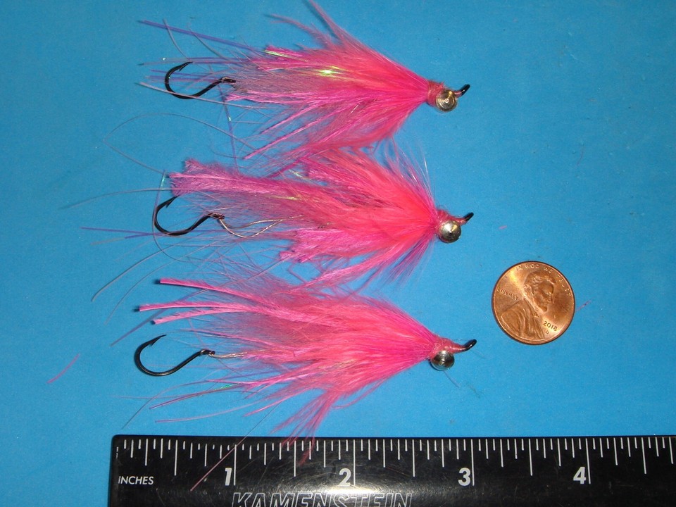 FLY FISHING FLIES - Pink GUIDE INTRUDER Steelhead Streamers, "size #4 ...