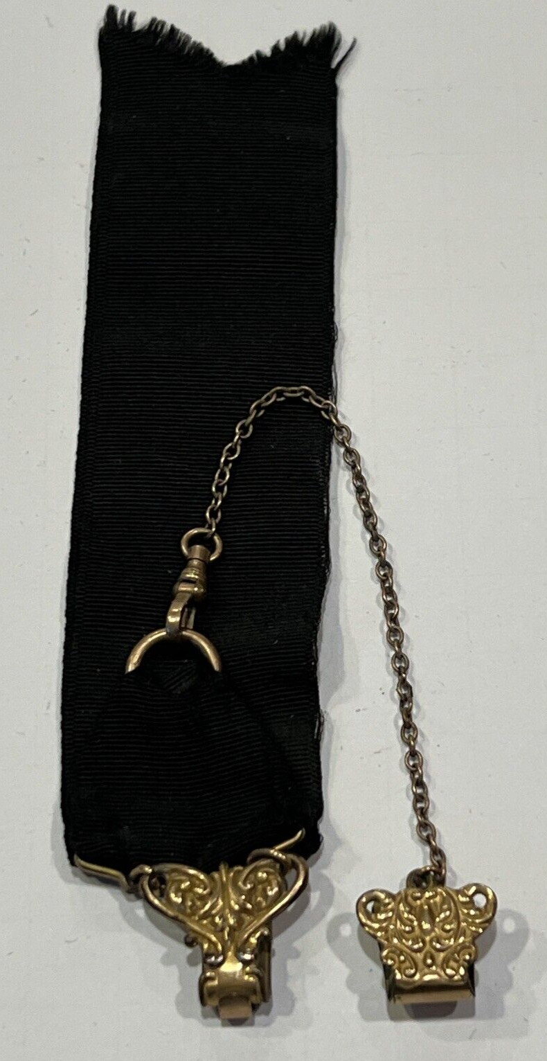 Victorian Gold Metal Pocket Watch Mesh Chain Ornate F… - Gem