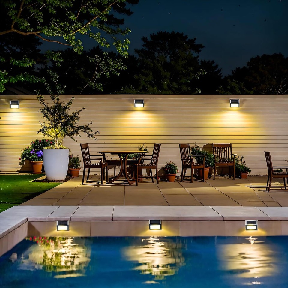 Solar Power Stairs Lights Outdoor Garden Pathway Wall Fence Deck Solar ...