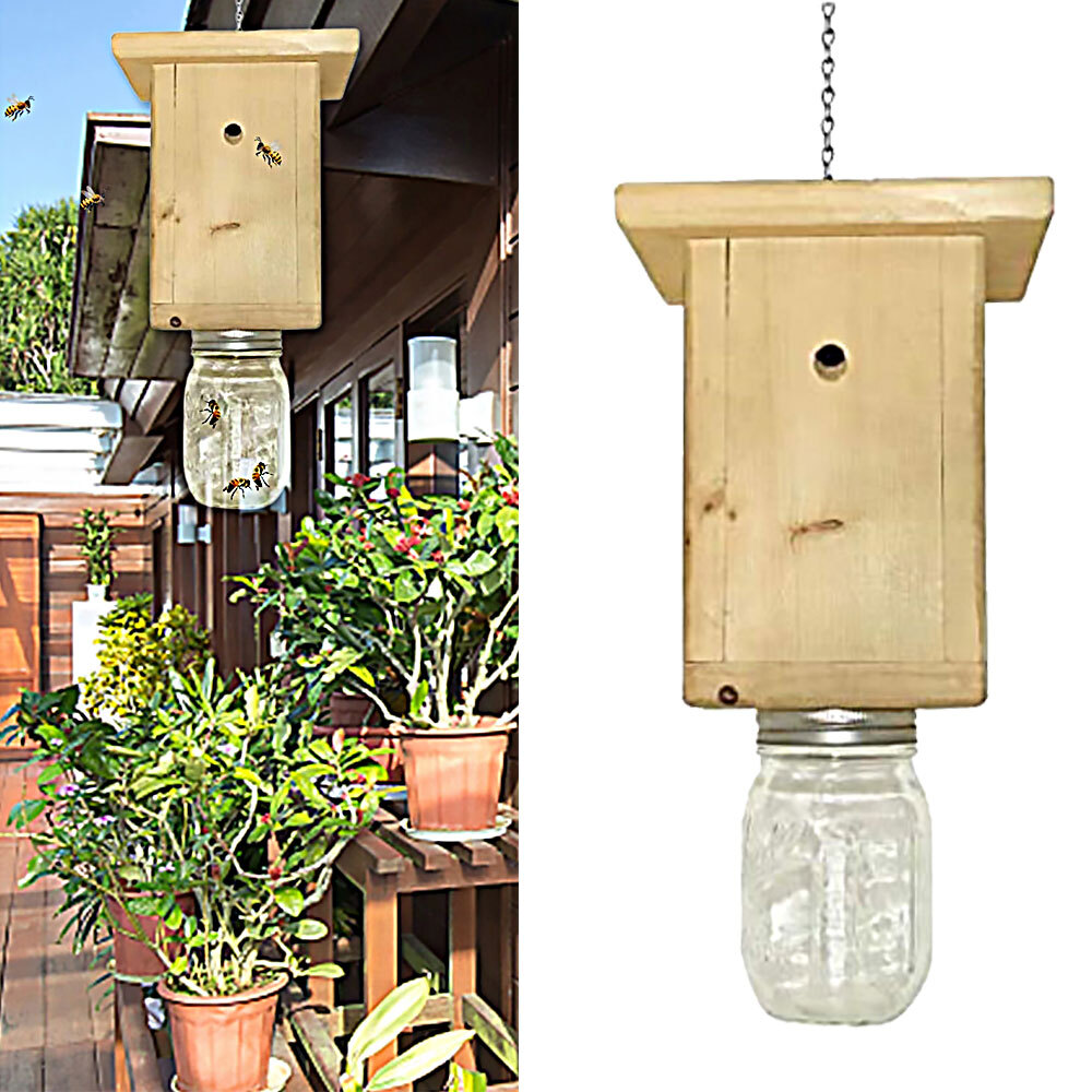 Wood Bee Trap Durable Cabin Carpenter Waterproof Outdoor Wasp Trap ...