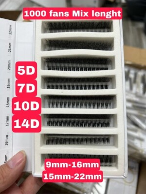 Premade fans Promade fans Mixed Lengths 15-22MM 3D 5D 7D 10D 14D ...