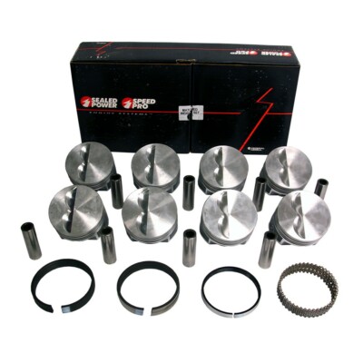 Speed Pro H660CP30 SB Chevy SBC 327 Flat Top 5.7 Rod Pistons + Moly ...