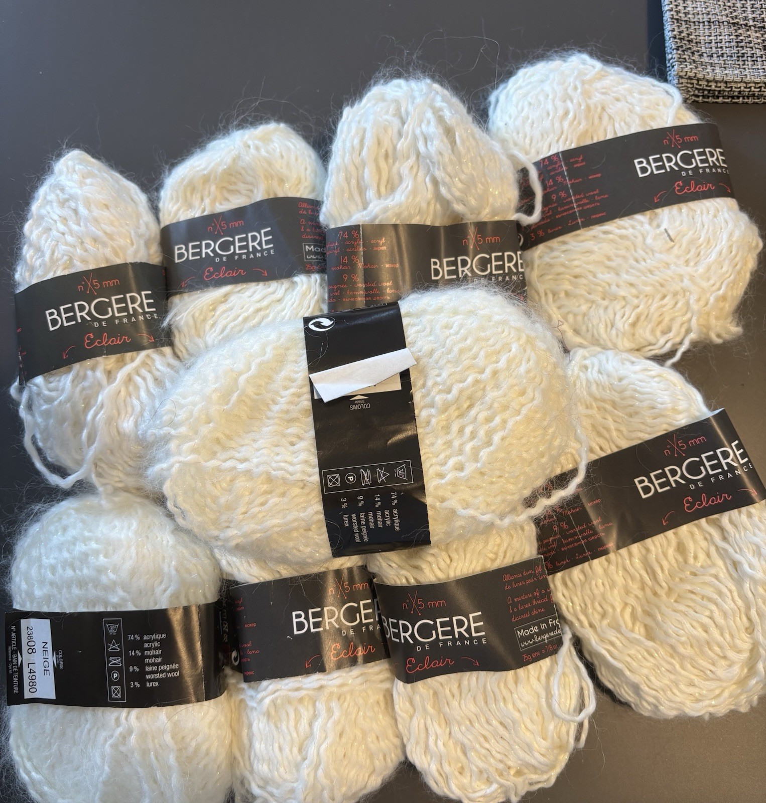 Bergere Eclair 25g ball of wool - White/cream x 9 | eBay UK