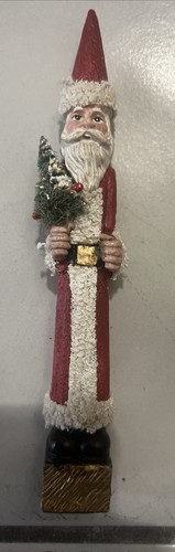 Christmas Figurine Ornament Tall Slim Santa Skinny Holding Christmas ...