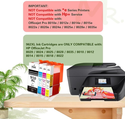 910XL Ink Cartridges Combo 4 Pack Replacement HP Officejet Pro 8020 ...