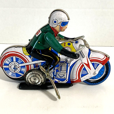 VINTAGE WIND UP TIN TOY MOTORCYCLE | eBay