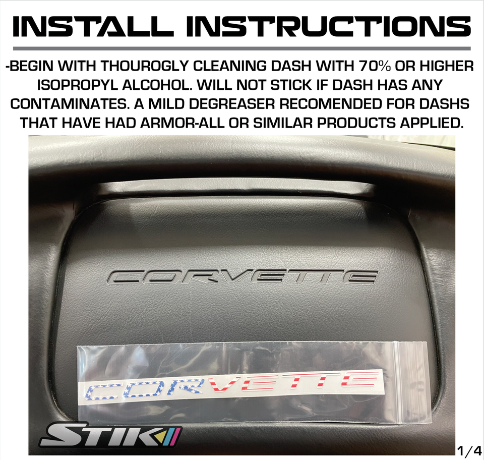 C5 Corvette Dash Lettering Decal Kit (1997-2004) Base & Z06 --COLOR ...