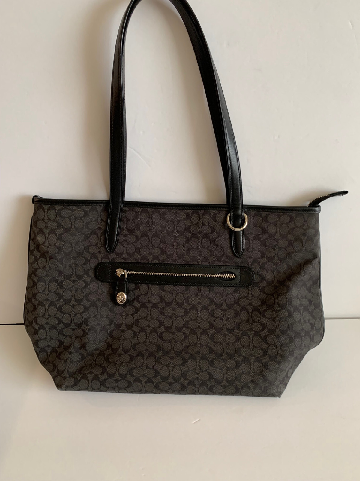 Coach Black Canvas and Leather Tote Bag Large - Gem