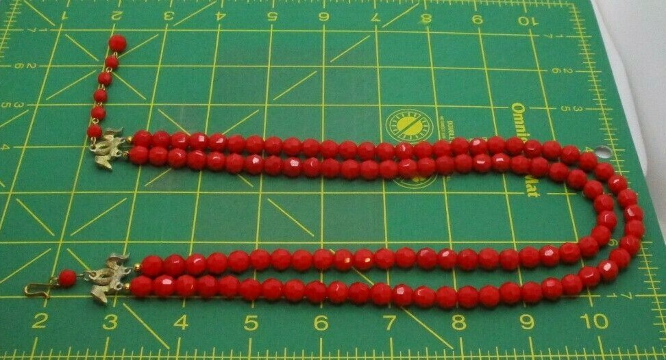 Vintage Kramer Necklace Rare Red Faceted Multi Strand Grannycore B34-13 ...