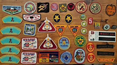 40 + Vintage Lot of Boy Scouts of America BSA Patches Felt Back 50s 60s ...