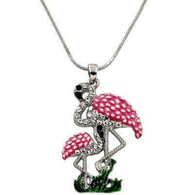 Silver Plated Mom and Baby Flamingo Pendant Necklace 18" Chain Fast ...