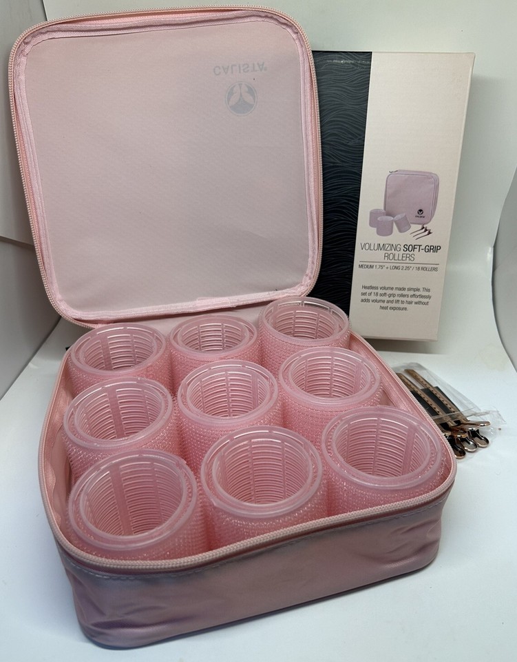 Calista Volumizing Self Grip Rollers 18 Curlers Clips Case Long Medium ...