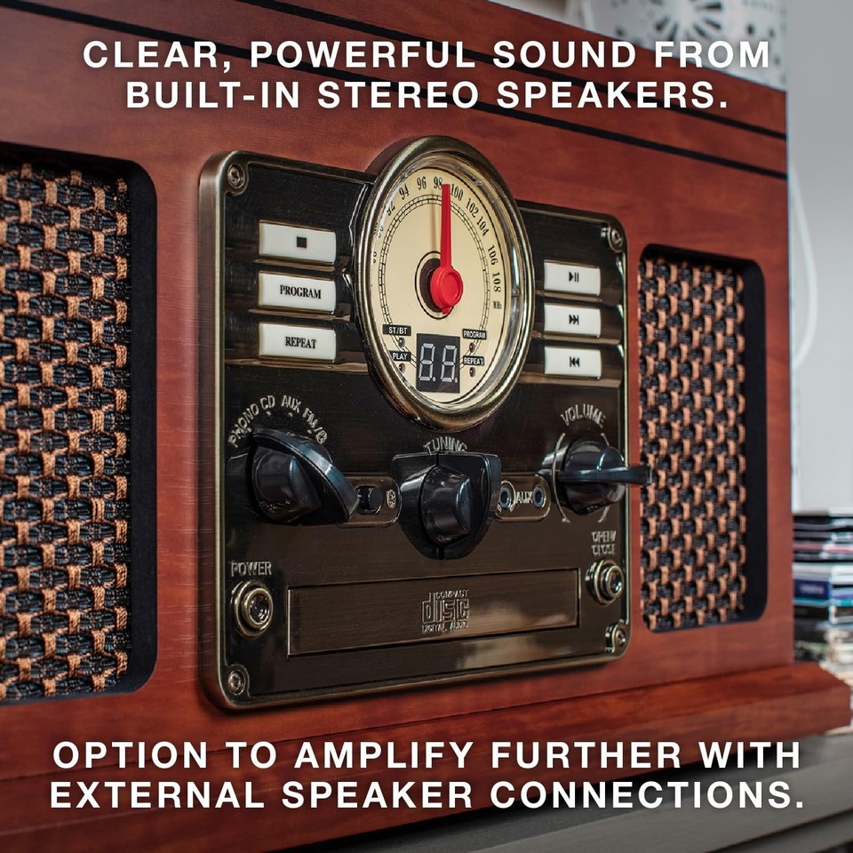Vintage Retro Style Record Player Vinyl CD Cassette Turntable Gifts for ...