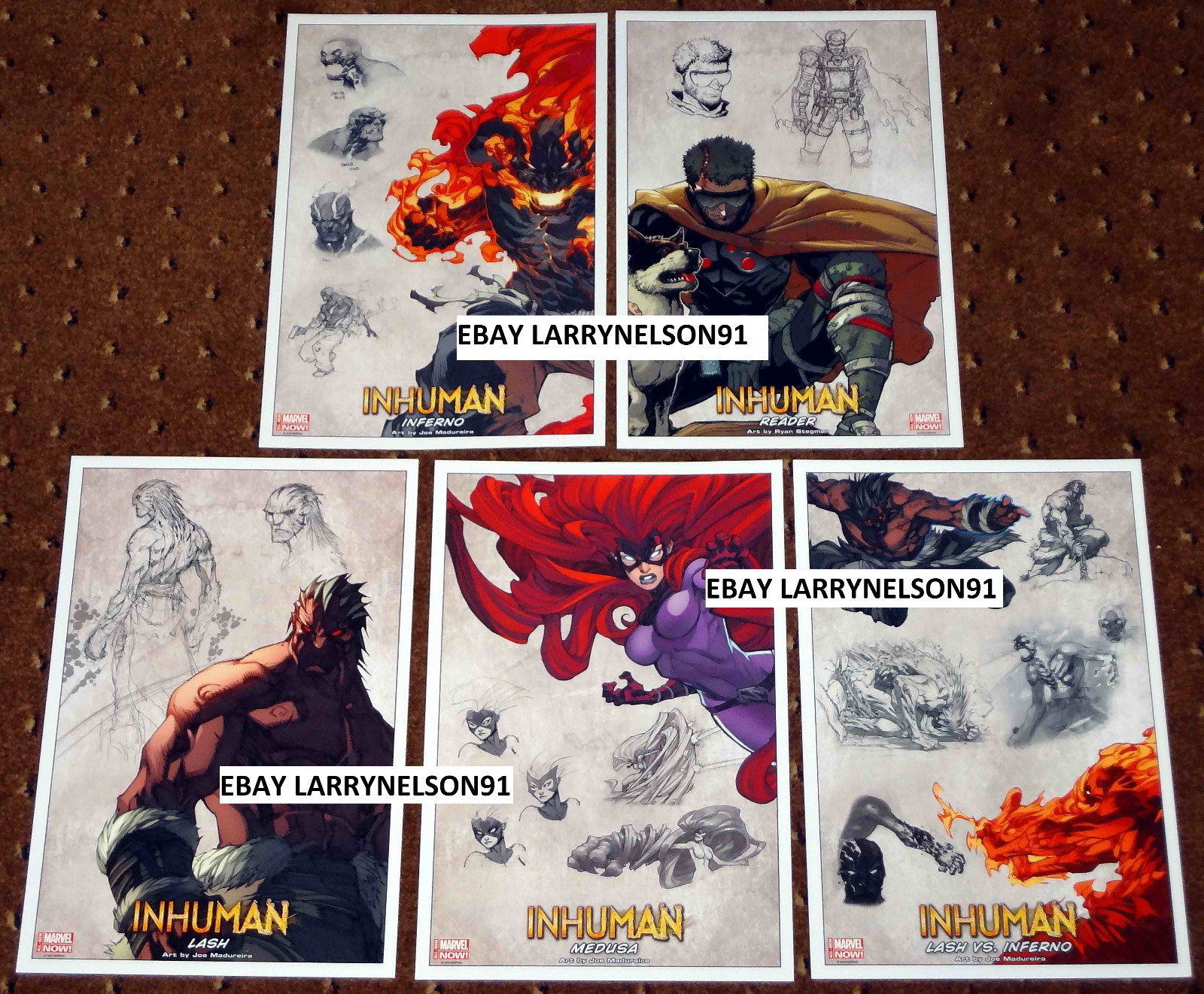 INHUMANS LITHOGRAPH POSTER SET MARVEL LITHO JOE MADUREIRA AOS MEDUSA ...