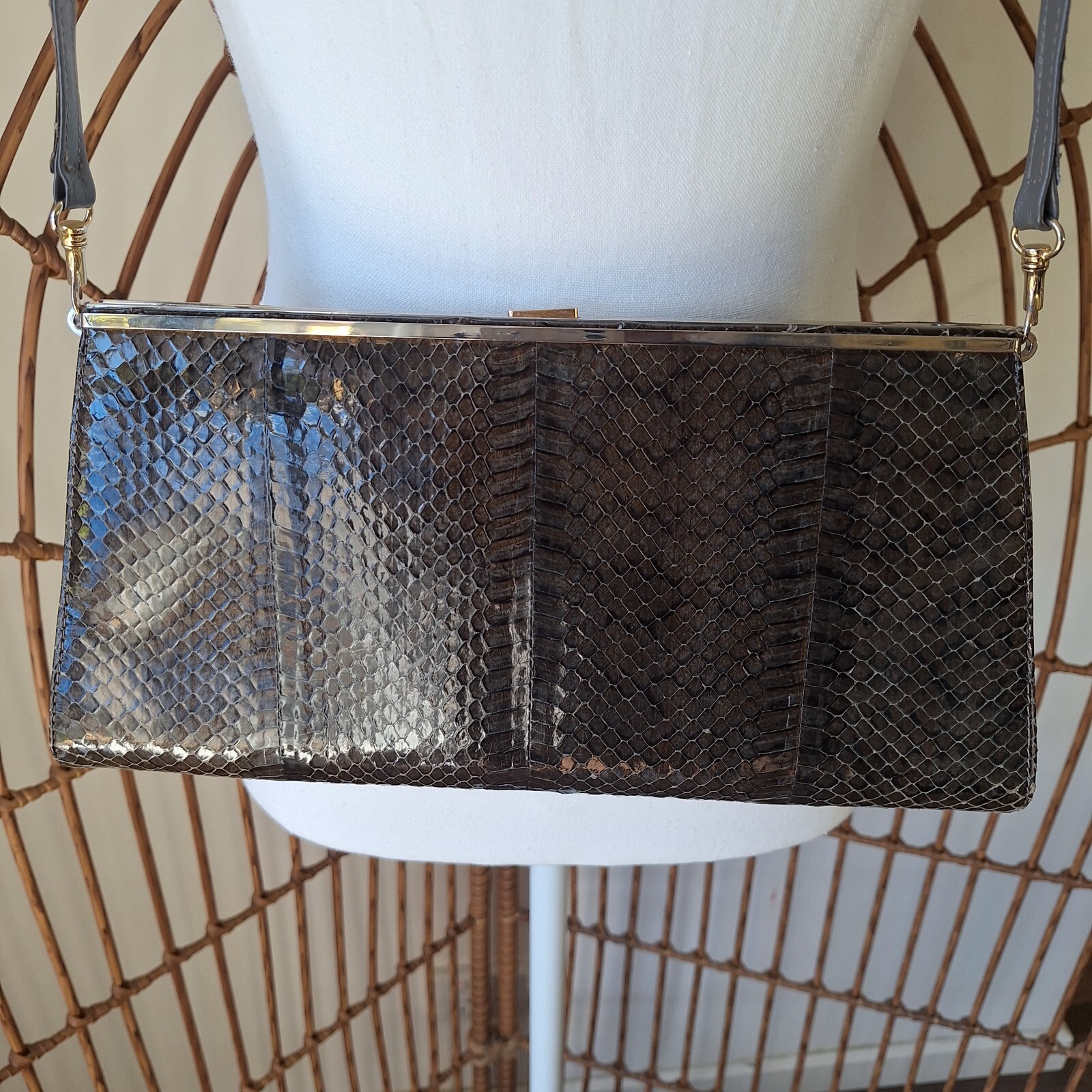 Vintage 70s Genuine Snake Skin Leather Vero Rettile P… - Gem