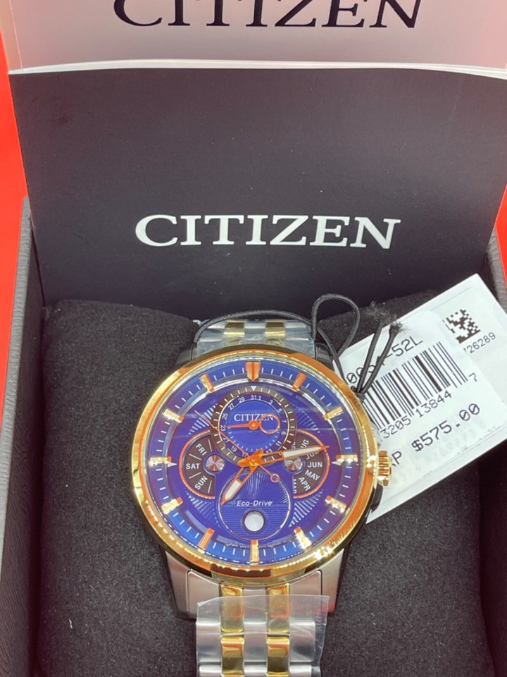 $575 ECO DRIVE Citizen Moon-phase Multi-function Blue Dial Men Watch ...