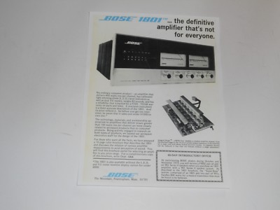 Bose 1801 Amplifier, 1 Page, 1973, Articles and Info | eBay