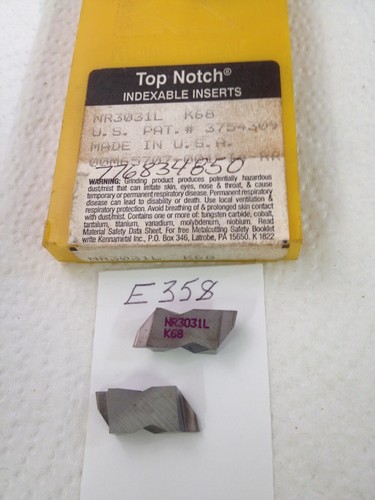 9 NEW KENNAMETAL NR 3031L TOP NOTCH CARBIDE INSERTS. GRADE K68. (E358 ...