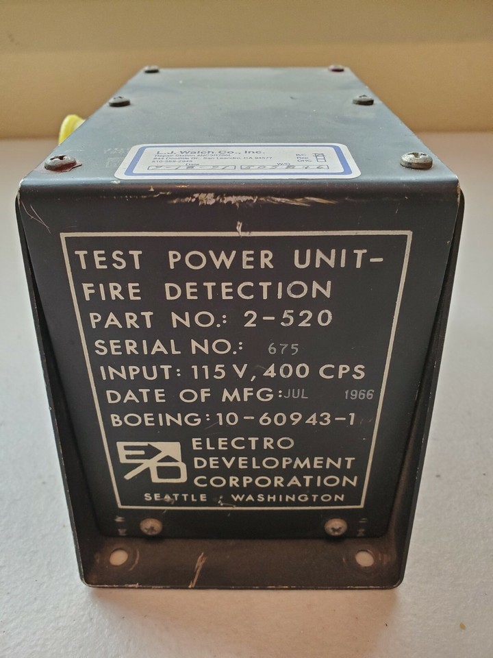 FIRE DETECTOR TEST POWER UNIT PN: 2-520 ELDEC/CRANE AS REMOVED ...