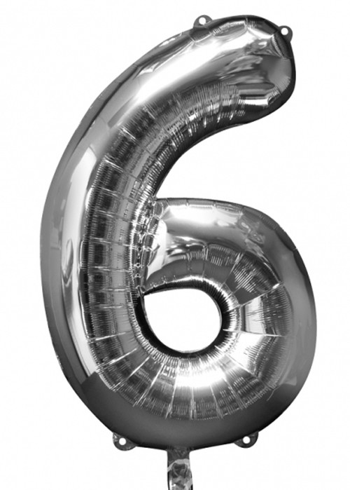 Large Silver Number 6 Uninflated Helium Balloon | eBay UK