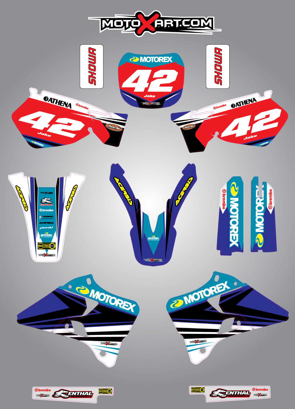 Yamaha YZ 125 / 250 - 1996 - 2001 Full custom graphics kit STRIKE style ...