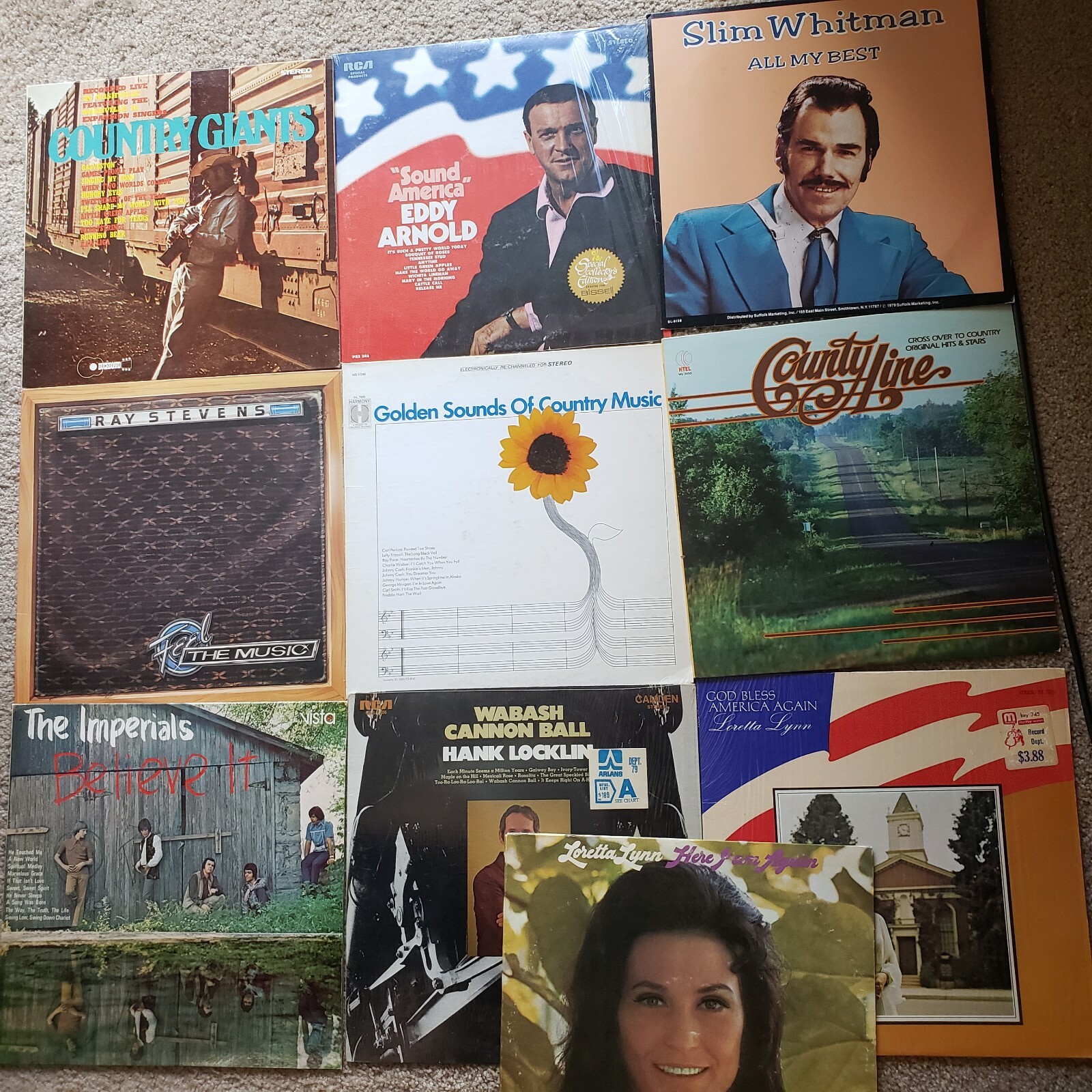 Lot of 10 Vintage 1970s Country Vinyl Records Eddy Arnold Loretta Lynn ...