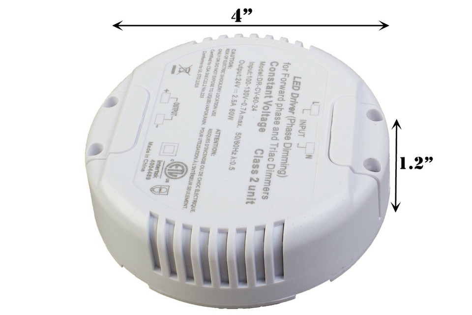 12v 30W 60W Triac Dimmable LED Light Round Driver Power Supply Class 2 ...