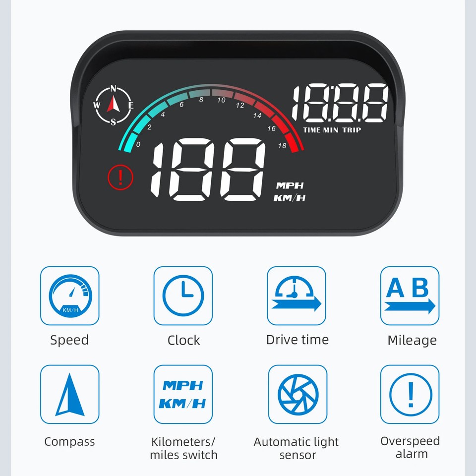 Universal Car Digital GPS Speedo Speed Gauge MPH HUD Head Up Display ...
