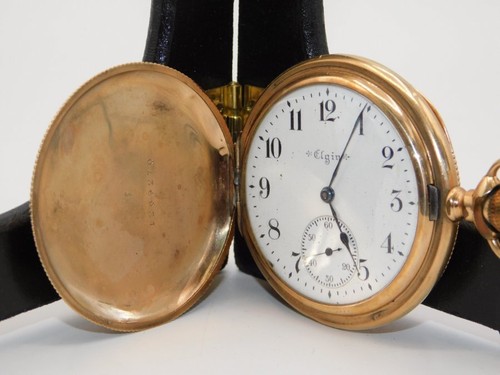TT-ANTIQUE POCKET WATCH~ELGIN~HUNTER CASE~GOLD FILLED~NOT RUNNING~15 ...