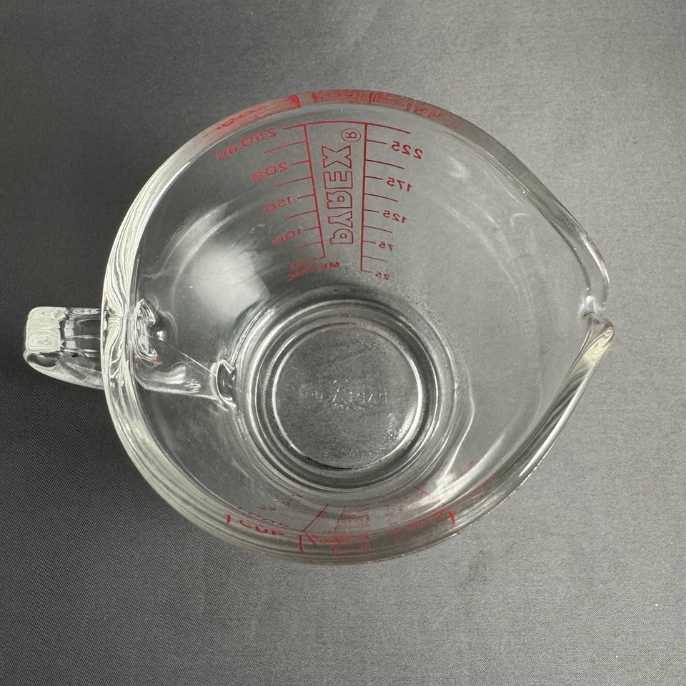 VINTAGE Pyrex Glass Liquid 1 Cup Measuring Cup #508 Red Lettering "D ...