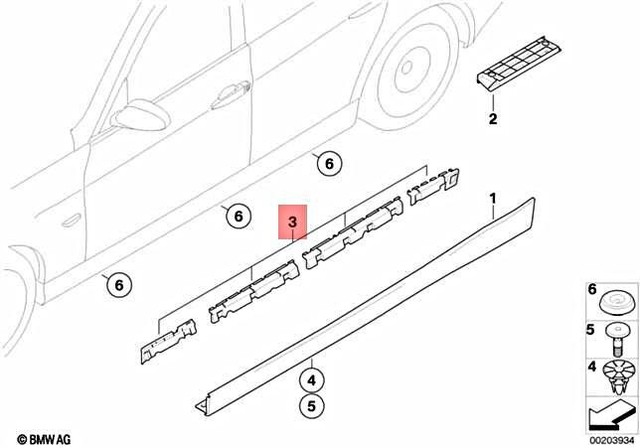 E46 BMW 51777224455 Genuine OEM Rocker Molding Retainer Strip for sale ...
