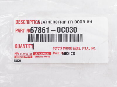 Genuine OEM Toyota 67861-0C030 Passenger Front Door Surround Seal ...