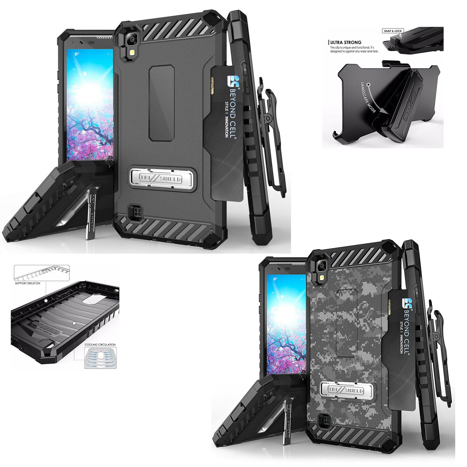 For LG X Power K210 K6P Hybrid Holster Armor Belt Clip Kickstand Case ...