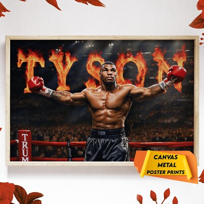Mike Tyson Painting Fire Boxing Motivational Wall Art Poster Canvas ...