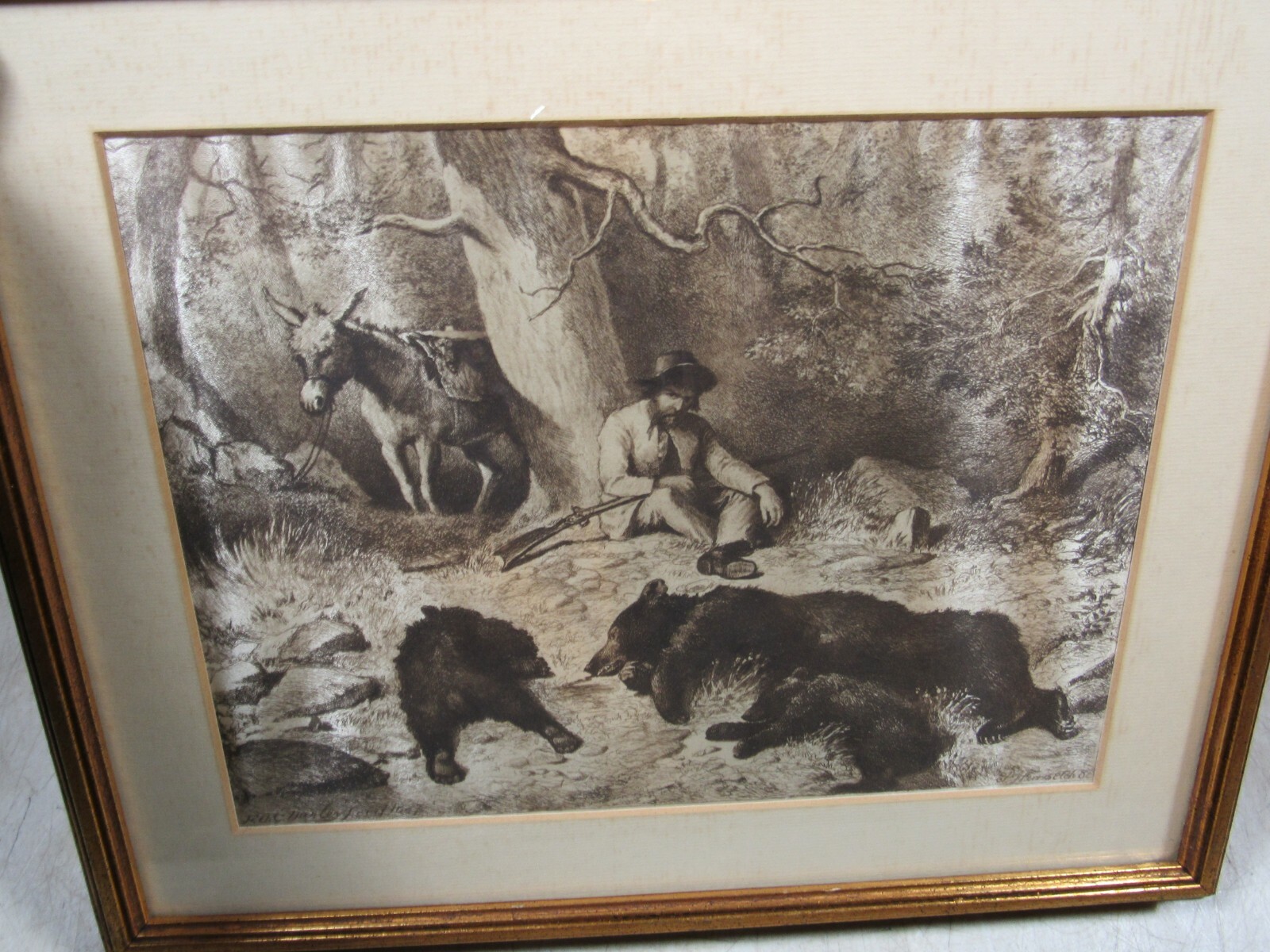 Vintage SJ Ferris FOC Darley Framed Art Etching After A Good Day Sport ...