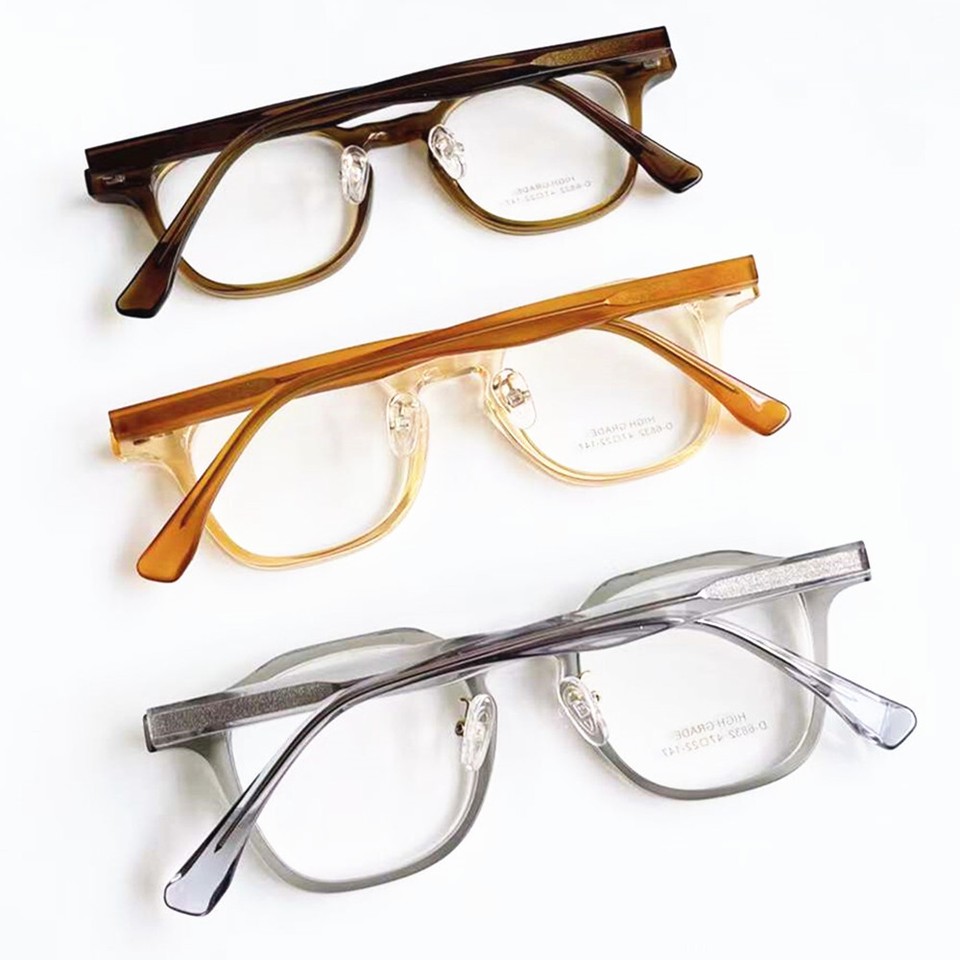 Retro Square Eyeglasses Lighted High Grade Frames Acetate Glasses Men ...