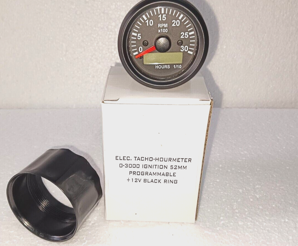 Tachometer/Hourmeter 0-3000 RPM Ignition Coil Signal Gauge Bezel +12V ...