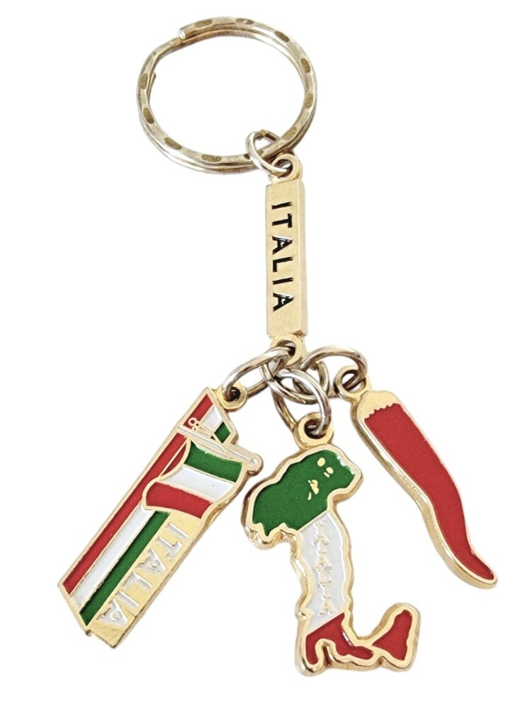 Italy Keychain Italia Country Map Flag Silvertone Metal Enamel Souvenir ...