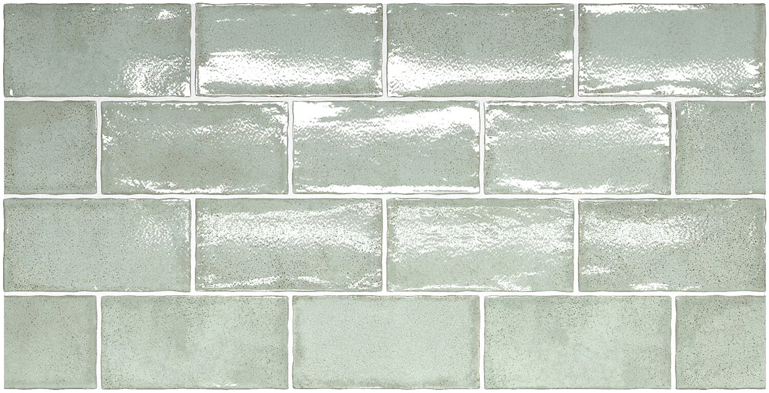 Tile Samples: Dordogne Matcha Green Rustic Gloss Wall Tiles 7.5 X 15cm ...